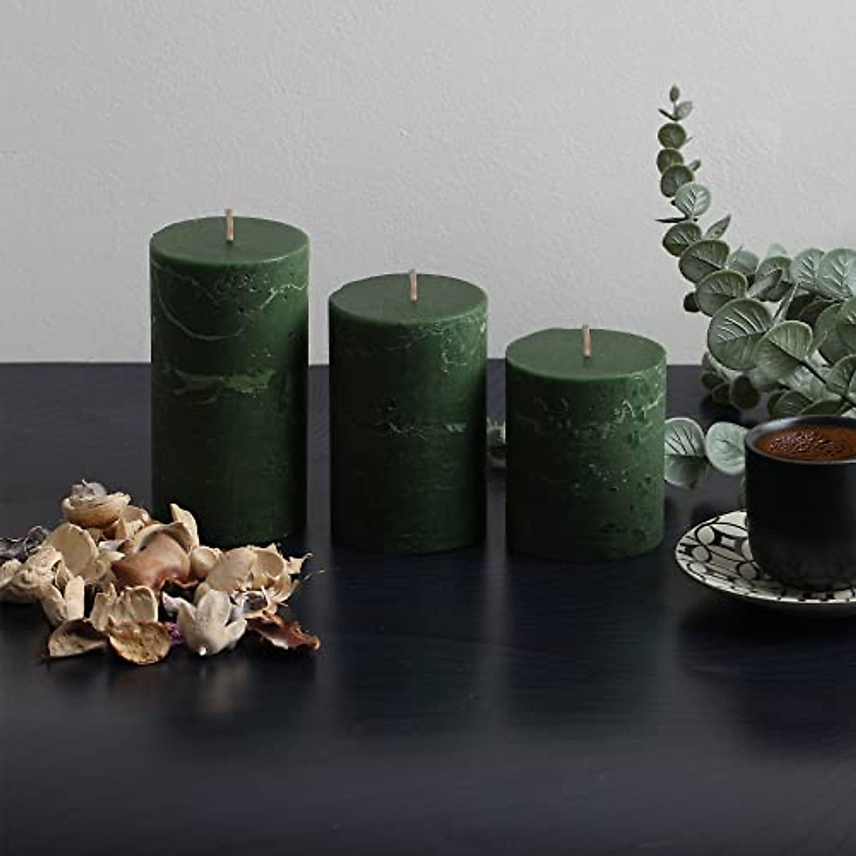 Nu'ada Handmade Pillar Candles Set of 3, Candle for Candle Holders, Long Burning and Dripless Pillar Candle for Wedding & Home & Restaurant, Spa, Bathroom, Bedroom Christmass Decoration Candles