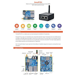 NanoPi R1 Allwinner RAM 1GB H3 Dual Ethernet Port, Wifi & BT, onboard eMMC with USB & Serial Port for loT