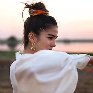 PERNNLA PEARL 18K Gold Drop Dangle Earrings for Women Dainty Long Circle Geometric Earring Big Boho Statement Earrings Women Jewelry