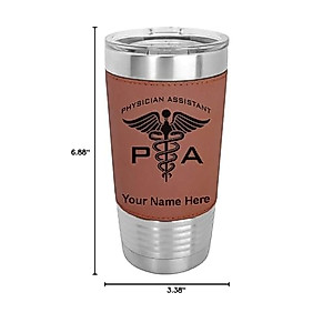 LaserGram 20oz Vacuum Insulated Tumbler Mug, PA Physician Assistant, Personalized Engraving Included (Faux Leather, Dark Brown)
