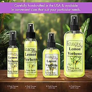 Eclectic Lady Body Spray for Women, 8 Oz Lemon Verbena Body Mist with Long-Lasting Fragrance, Fresh, Wonderful Scent for Spring & Summer, Floral & Fruity Perfume for Women with Orange, Daily Use