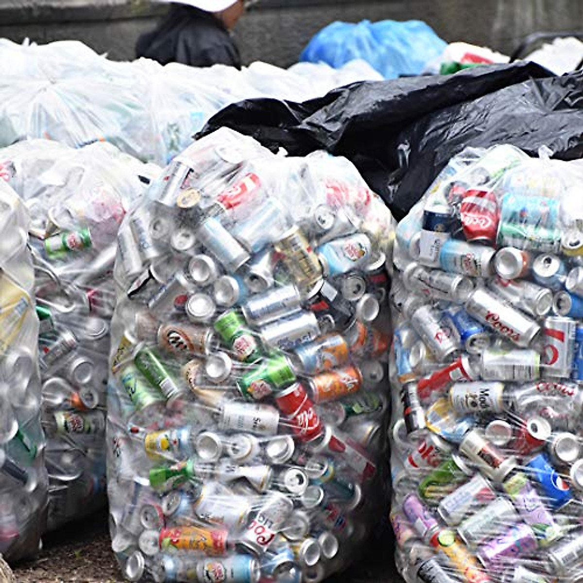 95-96 Gallon Clear Trash Bags, (Value 25 Bags w/Ties) Extra Large Clear Plastic Garbage Bags, 61"W x 68"H.