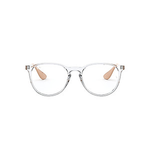 Ray-Ban Women's RX7046 Erika Round Prescription Eyeglass Frames, Transparent on Nude/Demo Lens, 51 mm