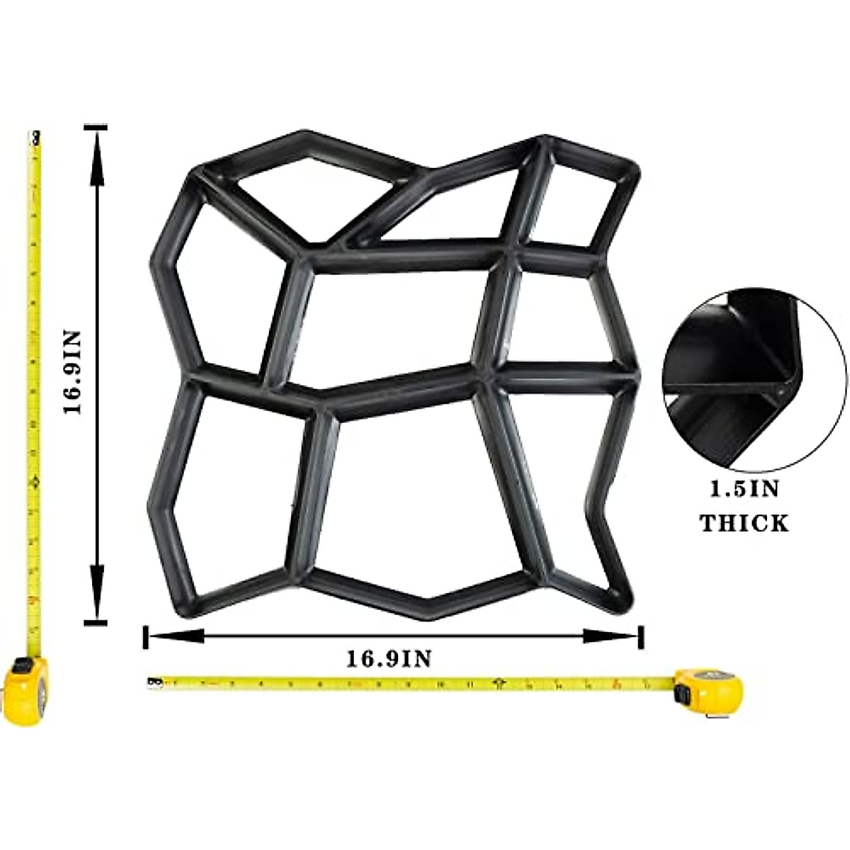 Concrete Molds and Forms, 2 Pack Plus Size 16.9x16.9x1.57inch Reusable DIY Stepping Stone Cement Paver Walkways Mold Walk Maker for Patio, Lawn & Garden