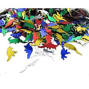 Dinosaur Metallic Confetti (75 Grams 5,250 Pieces) T-Rex Brontosaurus Jungle Foil Jurassic Dino Glitter for Kids and Children Birthday Party, Arts & Crafts by JPACO