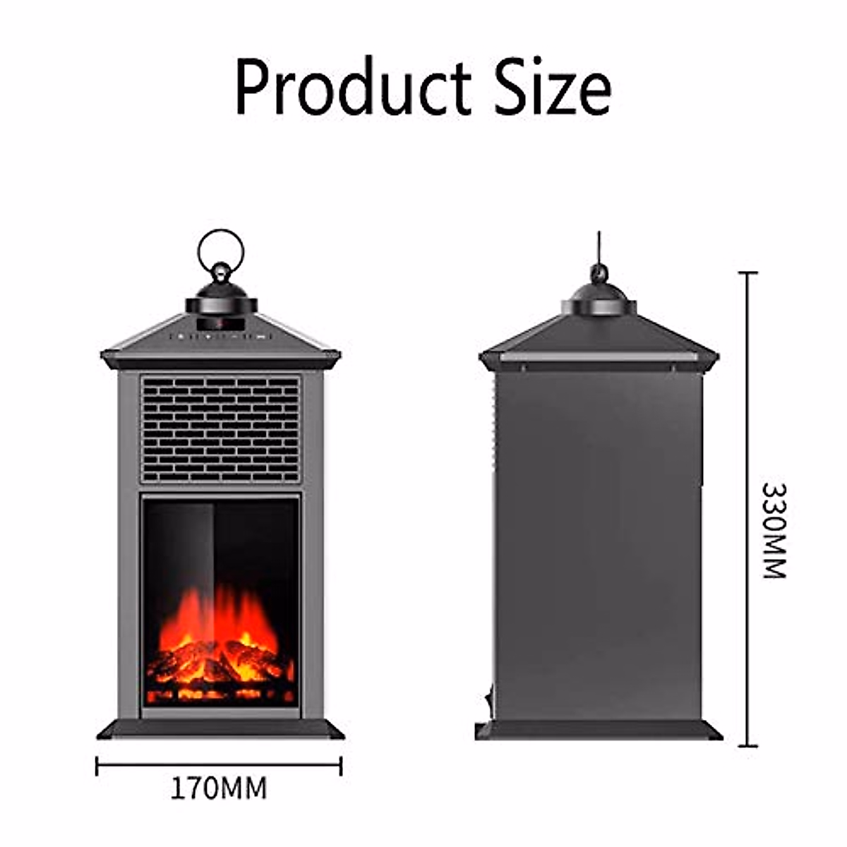 Wgwioo Electric Fireplace Heater, 800W Portable Fireplace Stove with Realistic 3D Flames, Remote Control, 12H Timing Function, 1S Heat,White