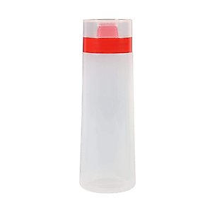 Delaman 4-Hole Squeeze Type Sauce Bottle, Safe Resin, for Ketchup Jam Mayonnaise Olive Oil, Red