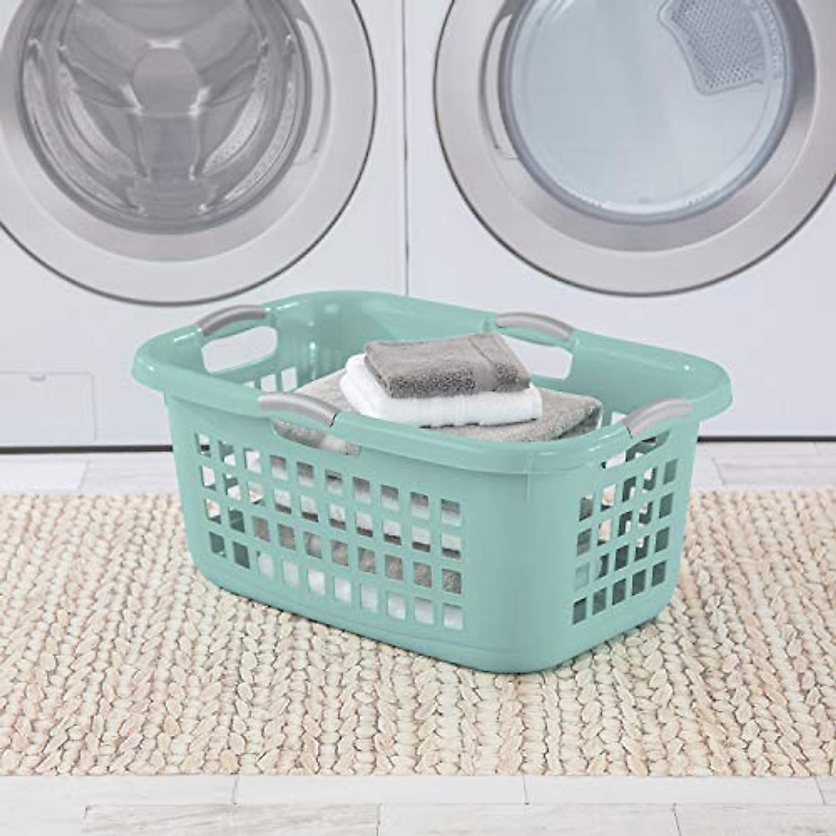 Sterilite 2 Bushel/71 L Ultra Laundry Basket, w/Titanium Handles, 6 Pack, Aqua Chrome 6 Count