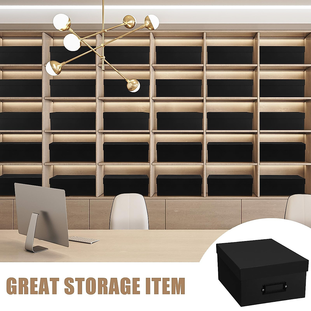 Teling 12 Pack Photo Storage Boxes Nesting Picture Organizers Bulk Scrapbook Storage with Lids for Photos Toys Files Clothes (Black)