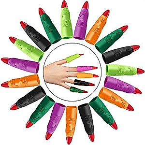 40 Pieces Halloween Colorful Witch Fingers for Reading, Plastic Fake Fingers, Martian Witch Fingers for Kids Finger Reading Pointer, Young Readers, Halloween Party Cosplay Costume Accessory, 5 Colors