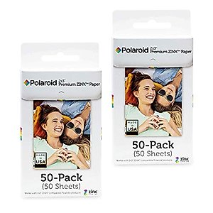 Polaroid 2x3 inch Premium Zink Photo Paper (100 Sheets) Compatible with Polaroid Snap, Snap Touch and Zip.