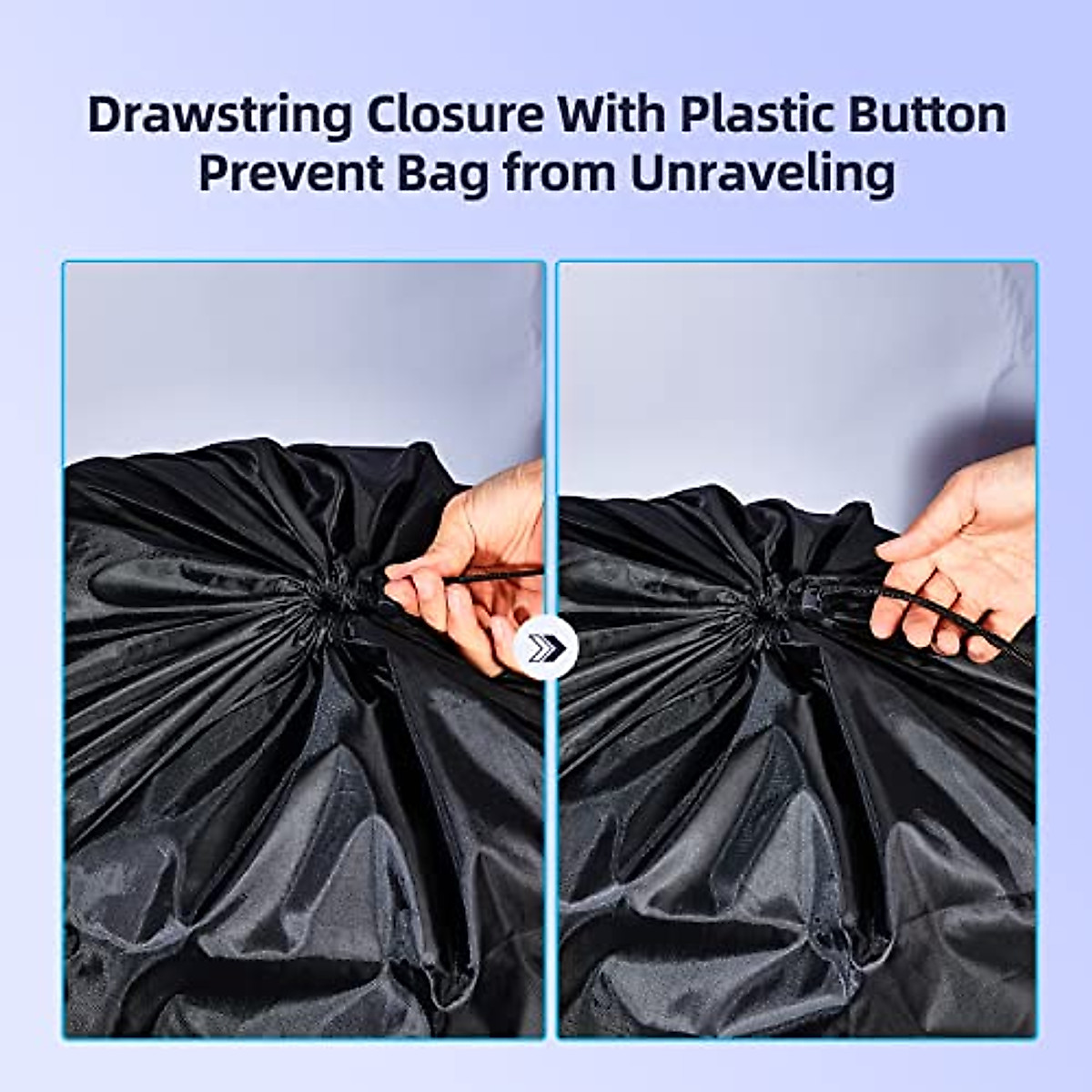 Laundry Bag Travel Extra Large with Drawstring Closure, 130L Blanket Storage Bags, Machine Washable Reusable Clothes Storage Bag for Blankets and Quilts, Toys Organizer(2 Large, Black)