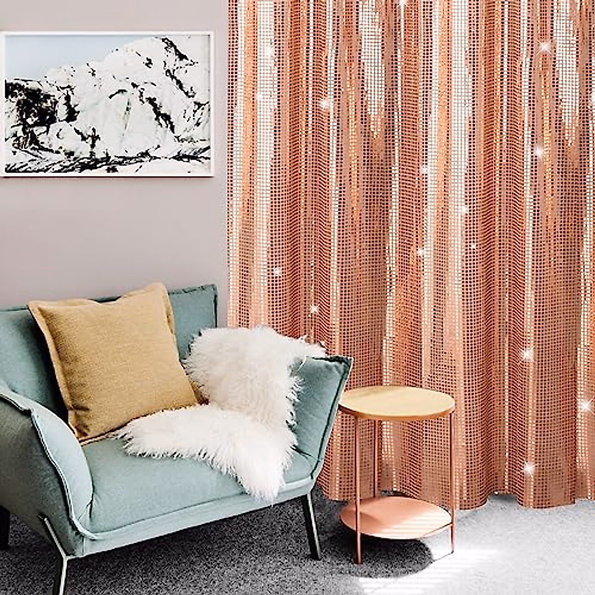 Sugargirl Rose Gold Sequin Backdrop Curtain 2 Panels 2FTx8FT Glitter Disco Party Background Drapes Mirror Foil Backdrop for Wedding Birthday Wall Decor