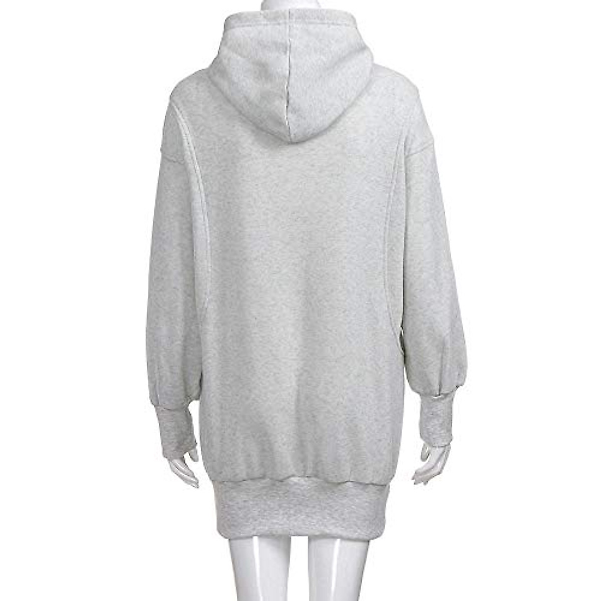 Women's Long Sleeve Loose Hooded Sweatshirt Casual Solid Drawstring Pullover Hoodies Top Blouse Winter Autumn