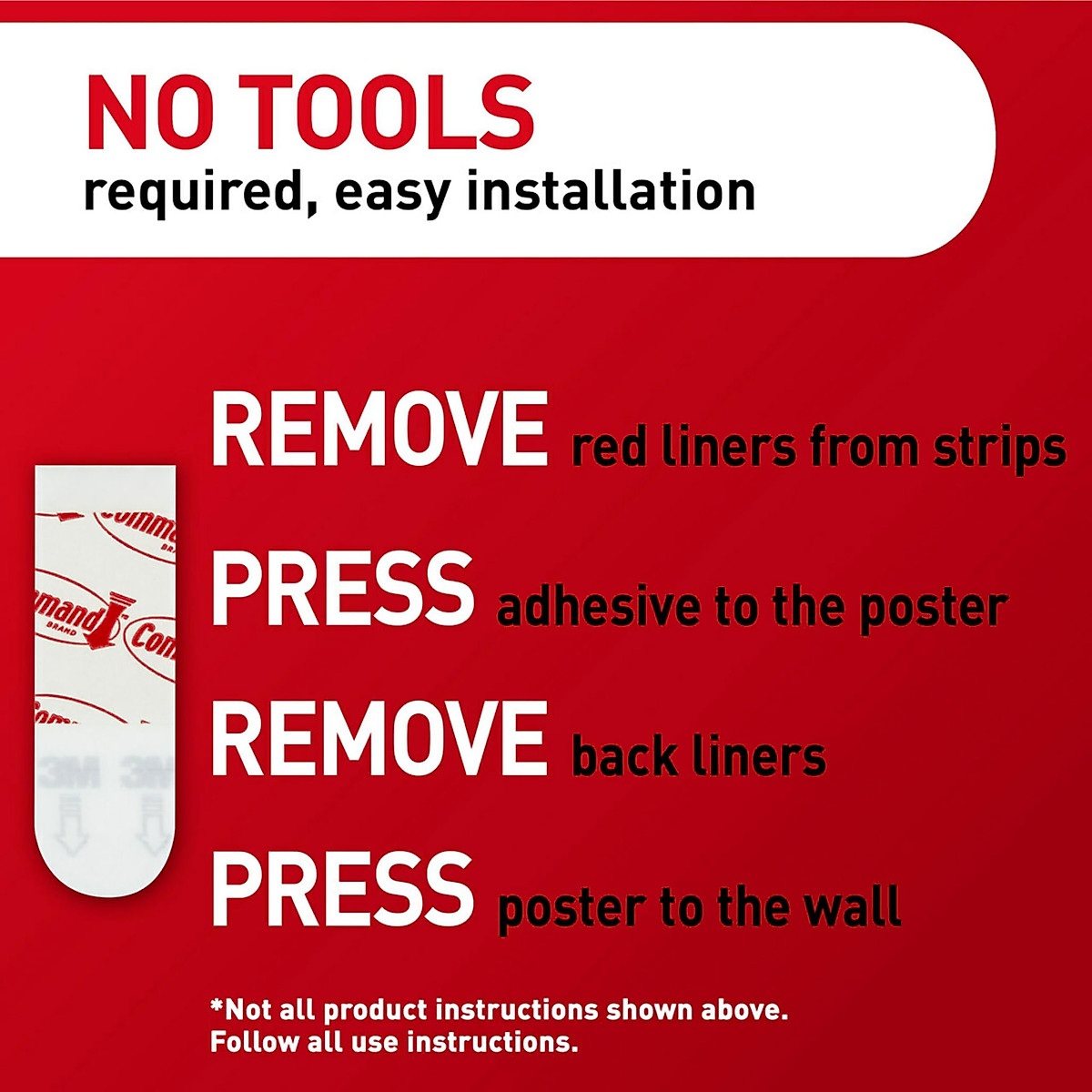 Command Poster Strips, Damage Free Hanging Poster Hangers, No Tools Wall Hanging Strips for Posters, 256 White Command Adhesive Strips