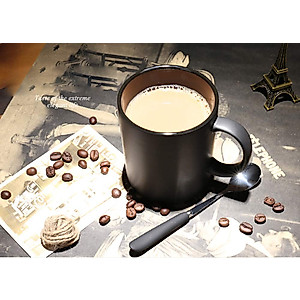 11 oz Matte Black Porcelain Coffee Mug, Smilatte Classic Ceramic Cup with Hanlde for Latte Cappuccino Tea, Matt Black