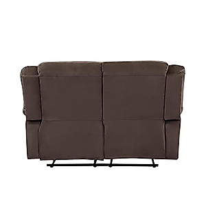 Blackjack Furniture Winthrop 60" Modern Manual Reclining Loveseat, Soft Microfiber Upholstery, Extra Padded Back, Lumbar Support & Smooth Reclining Mechanism, Space-Saving Recliner, Loveseat, Brown