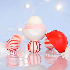 EOS Limited Edition Holiday Lip Balm, Candy Cane Swirl, All-Day Moisture, Made for Sensitive Skin, 0.39 oz, 2-Pack, Clear