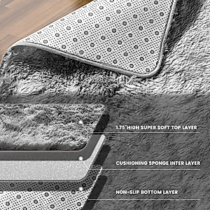 Luxury 8x10 Large Area Rugs for Living Room, Super Soft Fluffy Modern Bedroom Rug, Big Indoor Thick Soft Nursery Rug, Non-Skid Nursery Faux Fur Carpet for Kids Room Home Décor，Tie-Dyed Light Grey