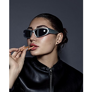 GUVIVI Wrap Around Fashion Sunglasses for Men Women Trendy Swift Oval Silver Dark Sunglasses Shades Glasses Eyeglasses