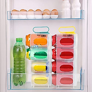 DCQRY 3Pack Portable Soda Can Organizer for Refrigerator, Clear Plastic Can Dispenser Storage Holder with Removeable Handle Drink Organizer for fridge Pantry Kitchen Cabinets
