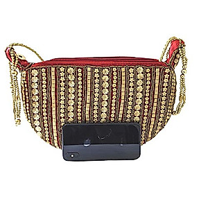 CRAFT BAZAAR Women Handmade Multi Style Crossbody Triangle Wristlet Purse, Indian Bridal Potli Bag