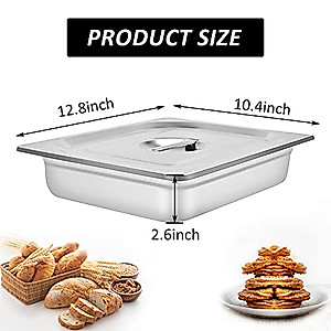DatingDay 4 Packs Stainless steam Hotel pan，1/2 Size x 2.5" Deep，22 Gauge/0.7mm Thick Stainless Steel Hotel Pan Anti Jam Steam Table Pan with Lid (1/2 Size x 2.5" Deep)