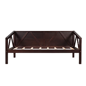 Bellemave Wooden Daybed Frame Twin Size, Full Wooden Slats Support, Dual-use Sturdy Sofa Bed for Bedroom Living Room, No Box Spring Needed (Twin, Espresso)