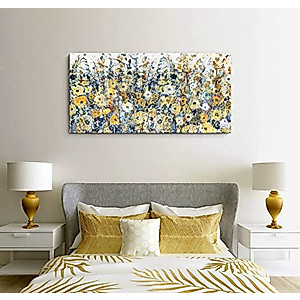 Yuegit Contemporary Flowers Canvas Wall Art : Paintings for Wall Decorations Abstract Wall Art Wall Paintings for Living Room Home Office Ready to Hang 20X40Inch