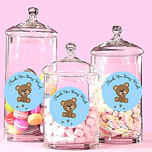Blue Tedd Bear Stickers 2" Thank You Beary Much Labels-250 Pcs Teddy Bear Thank You Sticker Labels Boy Baby Shower Favors Labels Birthday Party Favor Labels with Balloon for Gift Bags Seal Sticker