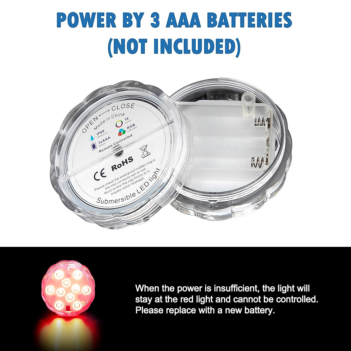 Obcursco Wireless Boat Lights, Battery-Powered RGB Multi-Color Submersible LED for Interior, Deck, and Courtesy Lighting, Ideal for Pontoon, Kayak, Fishing, and Jon Boats (4 PCS)