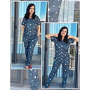 Ekouaer Womens Pajama Sets Short Sleeve Sleepwear Long Pants Soft Sleep Lounge joggers Pj Sets with Pockets