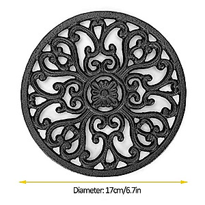 Trivet 6.7 Inch, Cast Iron Trivet With Rubber Pegs/Feet Non-Slip, Rustic Trivets For Hot Pots And Pans, Decorative Kitchen Trivet Mats Hot Pads Pot Coasters(2 Pack)
