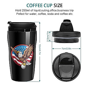 Usa Flag Ea-gle Golf Travel Coffee Mug Reusable Coffee Cup Tumbler with Lid for Outdoor 250ml