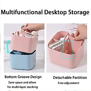 JIYIEW Multipurpose Caddy Organizer Stackable Plastic Caddy with Handle Cleaning Caddy Craft Tote Desk Makeup Caddy Art Separable Organizers and Storage Box(4 Grids, Pink)