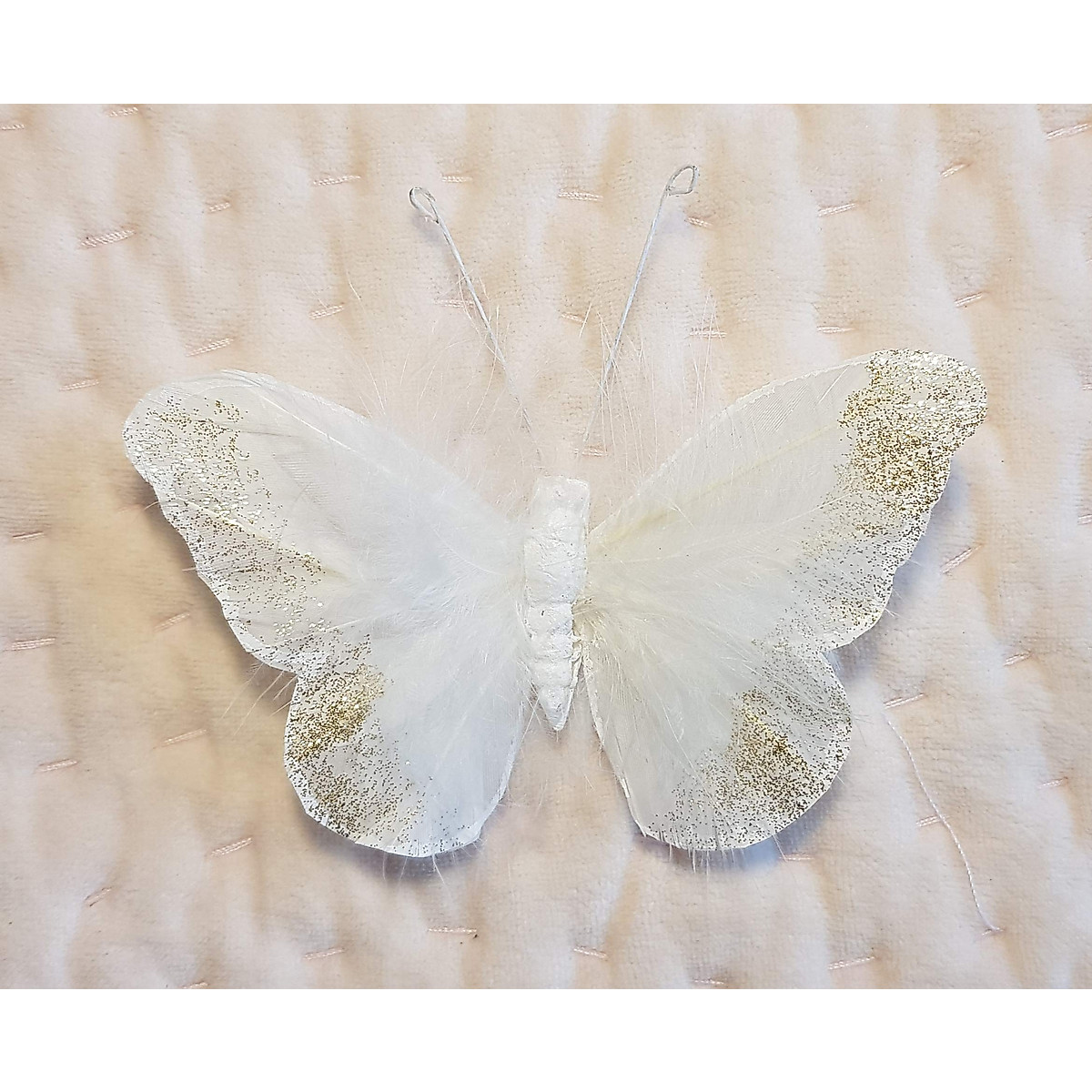 Inspired by Jewel Butterfly Wall Decorations Premium Quality Real Feather 3D Wall Decals Girls Bedroom | Stunning Gold Glitter Decor Stickers All Rooms & Nursery Sets | 10 Adhesive Pieces