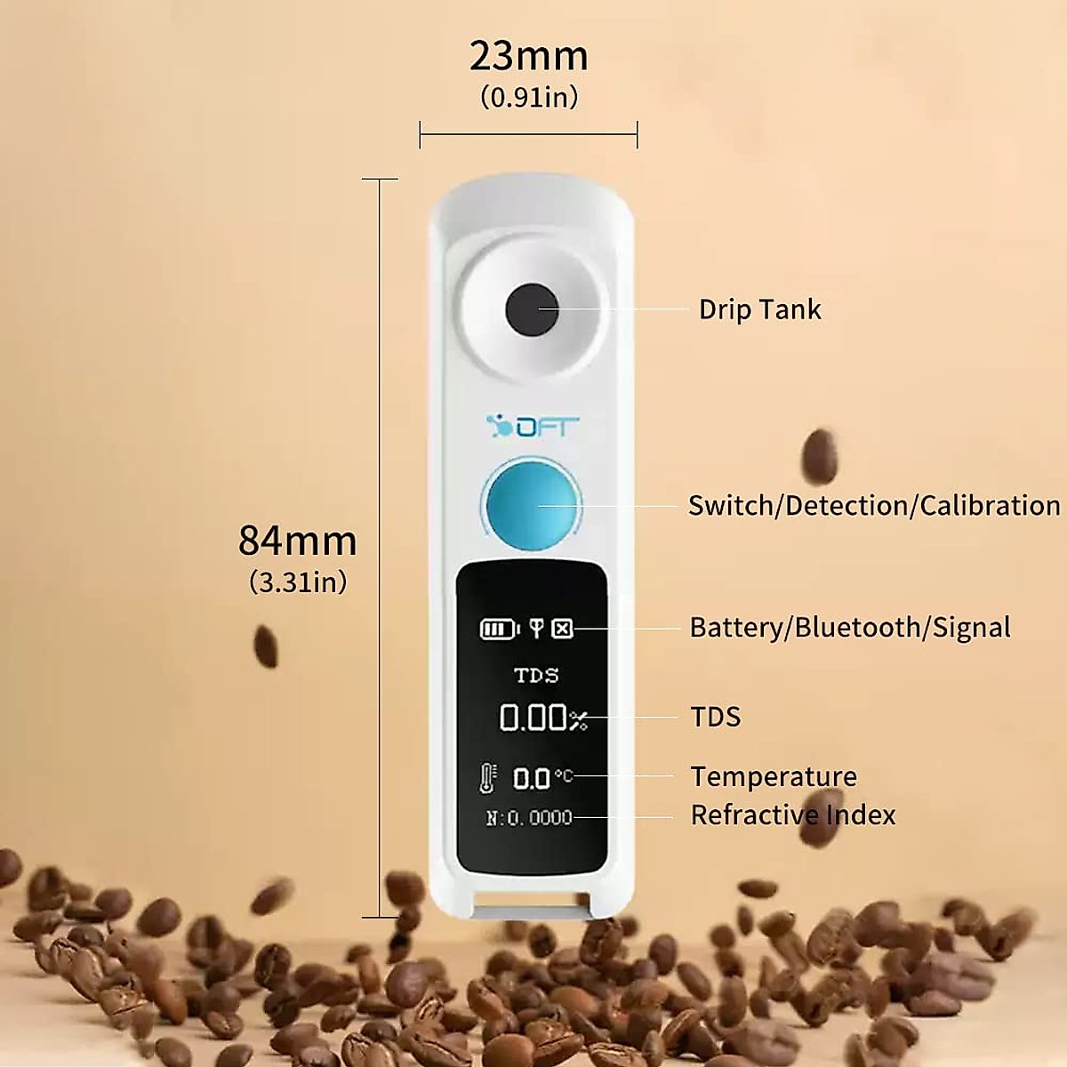 DiFluid Brix Refractometer with ATC for Coffee Digital Coffee Refractometer Range 0-26% +/-0.03% Accuracy