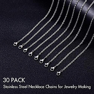 30 Pack 18 Inch Necklace Chain Stainless Steel Link Cable Chain Necklace with Lobster Clasps for DIY Jewelry Making