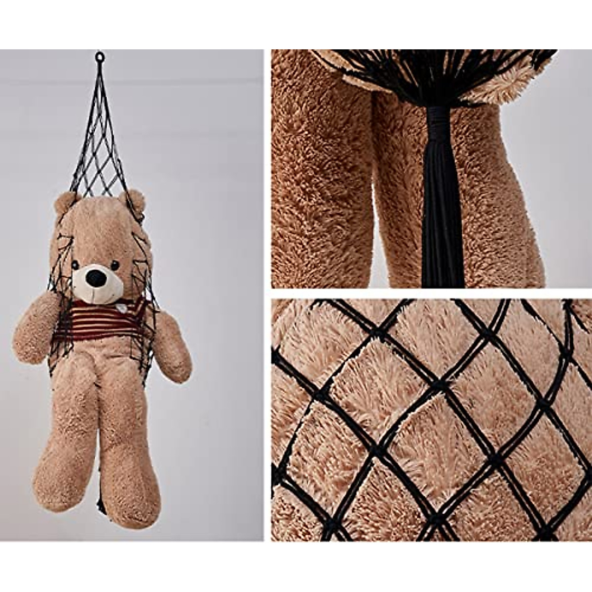 Large Toy Hammock Stuffed animal Net Macrame Plush Toy Display with One Hook for Corners, Walls and Ceiling Hanging Net stuff animal storage for kid room Bedroom Playroom