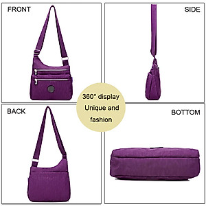 STUOYE Nylon Multi-Pocket Crossbody Purse Bags for Women Travel Shoulder Bag (Z187 Black)