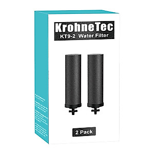 KrohneTec BB9-2 Water Filters Black Purification Elements, for use with Gravity-Fed Water Filter Systems (2 Pack)