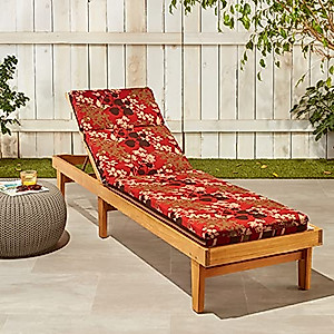 Pillow Perfect Outdoor/Indoor Monserrat/Montifleuri Sangria Chaise Lounge Cushion, 1 Count (Pack of 1), Brown