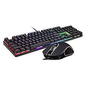 RGB Gaming Keyboard and Backlit Mouse Combo USB Wired Backlit Keyboard LED Gaming Keyboard Mouse Set for Laptop PC Computer Game and Work