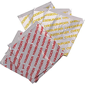 Retro, Grease Proof Burger Wrappers Combo 50Pk. Insulated, Pro Quality Bulk Hamburger and Cheeseburger Bags are BPA Free. Large, Allergen Friendly BBQ Foil Paper Great Cooking Supply For Themed Party