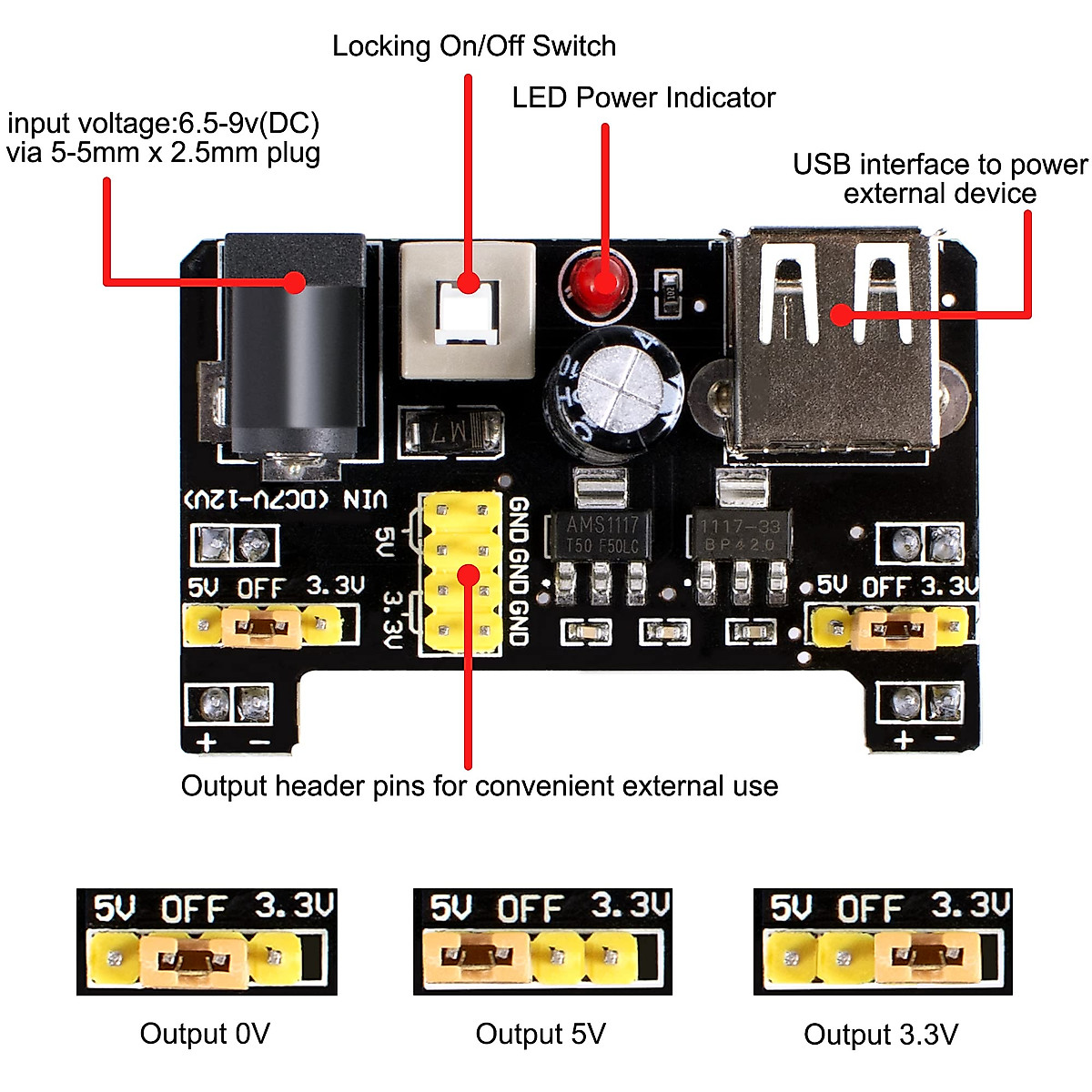 Miuzei Electronics Component Fun Kit with Supply Module, Jumper Wire, 830 Tie-Points Breadboard, Precision Potentiometer, Resistor, LED, Compatible with Arduino, Raspberry Pi, STM32