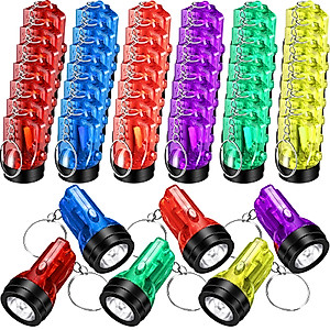 96 Pieces Mini Flashlight for Kid Mini Flashlight Keychain Mini Flashlight Bulk Small Portable Plastic LED Flashlights Keychains for Camping Party Favors