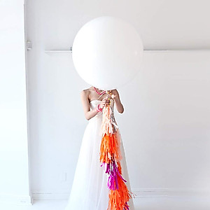 Neo LOONS 36 Inch Giant Latex Balloons, Standard White Round Balloons for Birthdays Weddings Receptions Festival Party Decoration, Pack of 5 Pcs