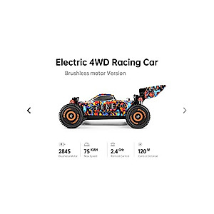 WLtoys 184016 Scale 1/18 75KM/H 2.4G RC Car Brushless 4WD Electric High Speed Off-Road Remote Control Drift Toys for Children Racing (184016 1 * 1500mAh)