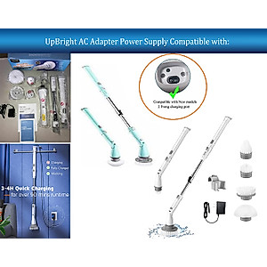 UpBright 2-Prong 9V AC/DC Adapter Compatible with Homitt HM115C HM115D HM115 C HM 115 D HM115CW HM115CD HM115CG Electric Spin Scrubber 360 Cordless Power Scrub FD DK10-090-0650 Supply Battery Charger
