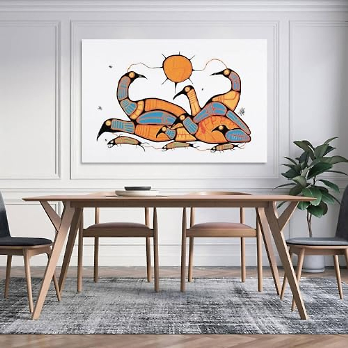 Loon Family by Norval Morrisseau Prints Poster Wall Art Poster Scroll Canvas Painting Picture Living Room Decor Home Framed/Unframed 20x30inch(50x75cm)